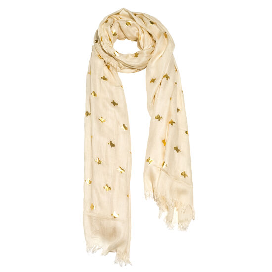 Texas Scarf, cream faux silk with gold Texas silhouette accents – Quite ...